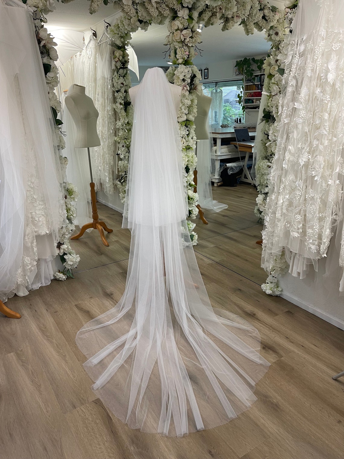 Modern Veil Extra Wide Double Layered Two Tier Veil Barely - Etsy UK