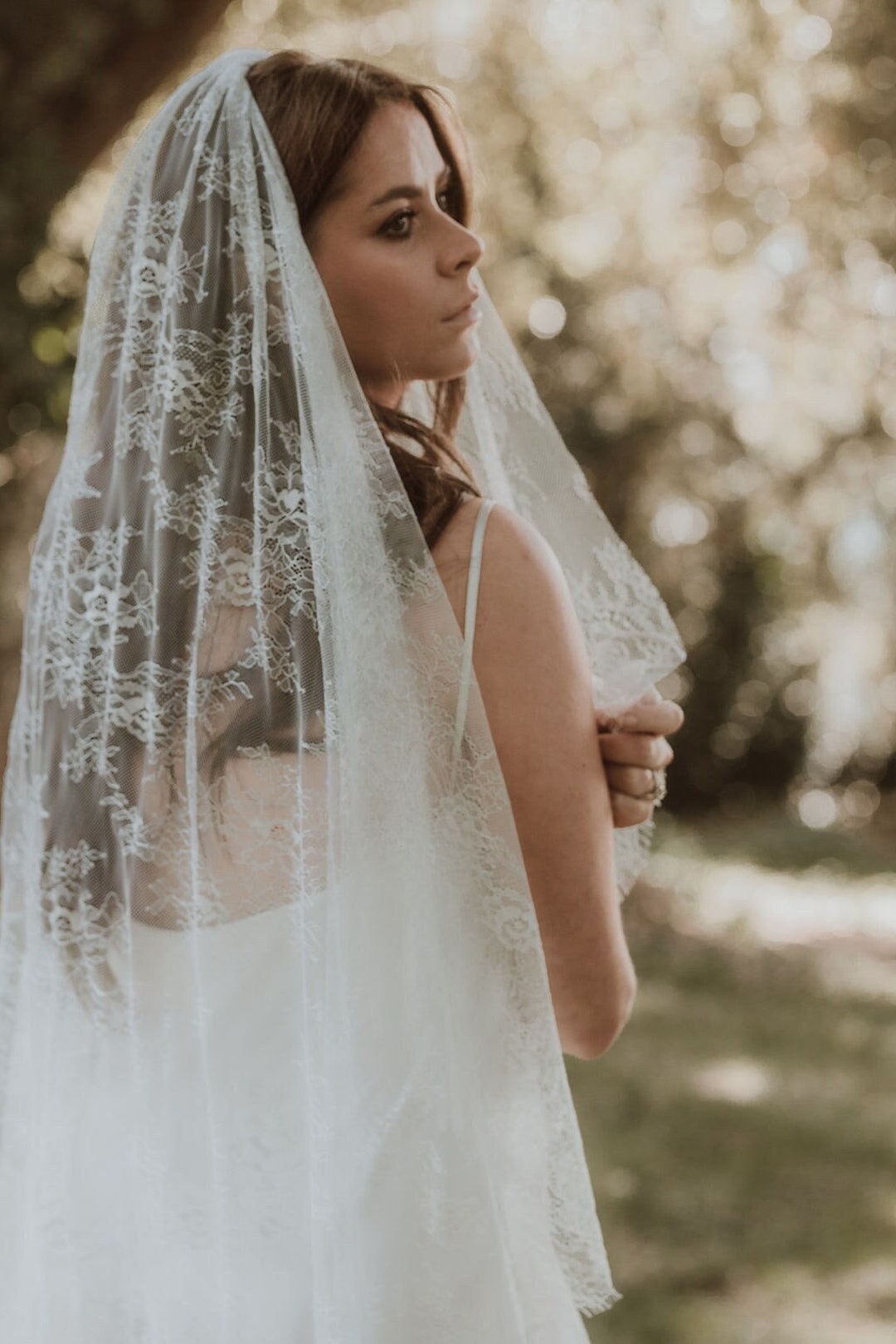 Vintage Lace Wedding Veil Bohemian Lace Bridal Veil Chantilly Lace ...