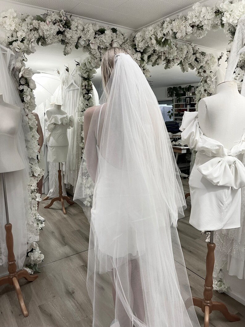 Modern Veil Extra Wide Double Layered Two Tier Veil Barely - Etsy UK