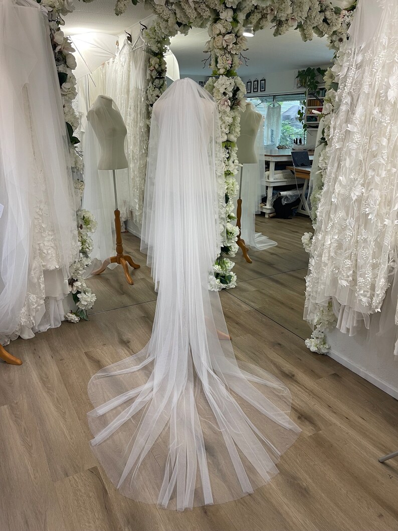 Modern Veil Extra Wide Double Layered Two Tier Veil Barely - Etsy