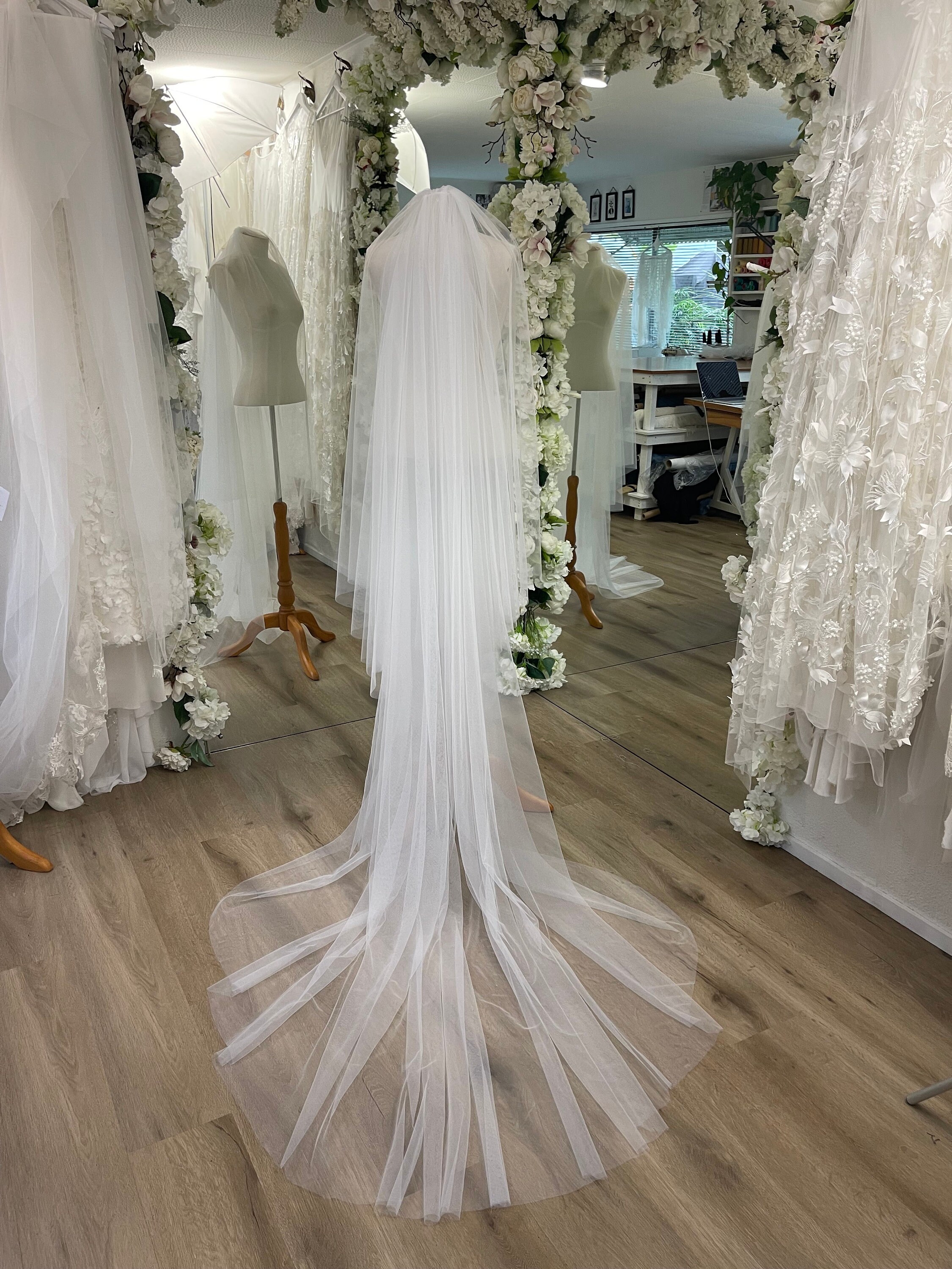 Modern Veil Extra Wide Double Layered Two Tier Veil Barely - Etsy