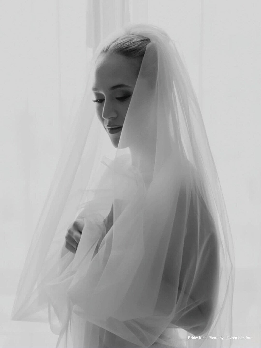 Bridal Two Tier Veil Extra Wide Veil Double Layer Veil Modern Barely ...