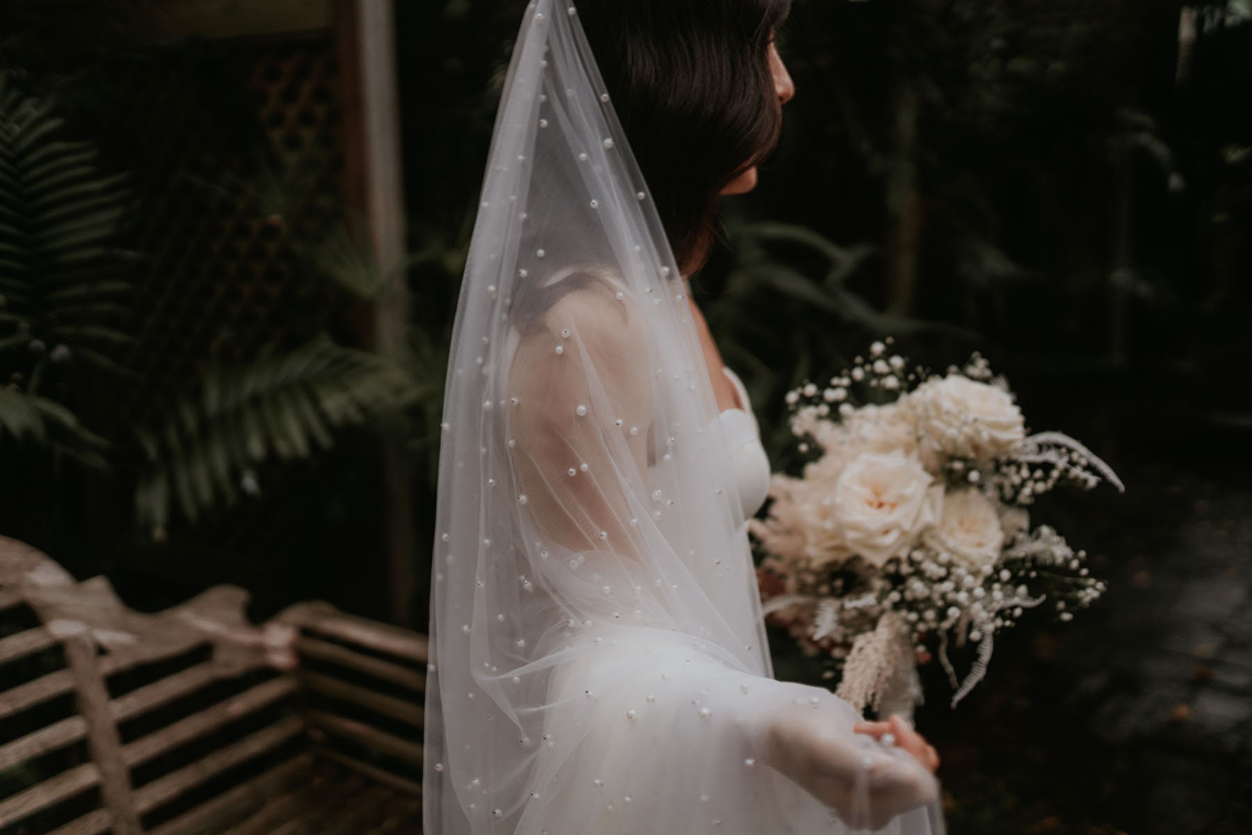 Pearl Wedding Veil Scattered Pearl Veil Embellished Veil - Etsy