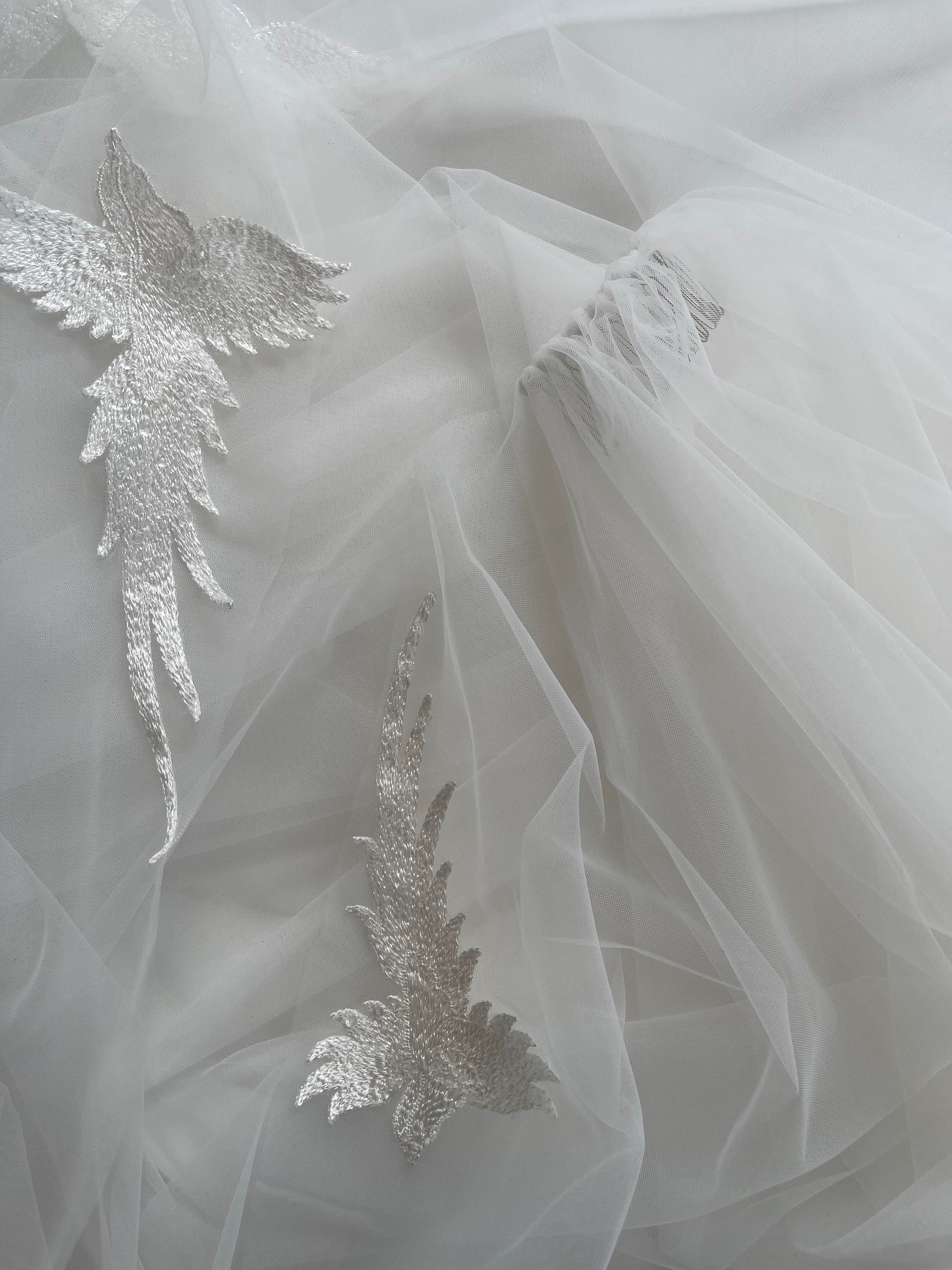 Bird Veil Fantasy Wedding Veil With Embroidered Birds Crane Feather ...