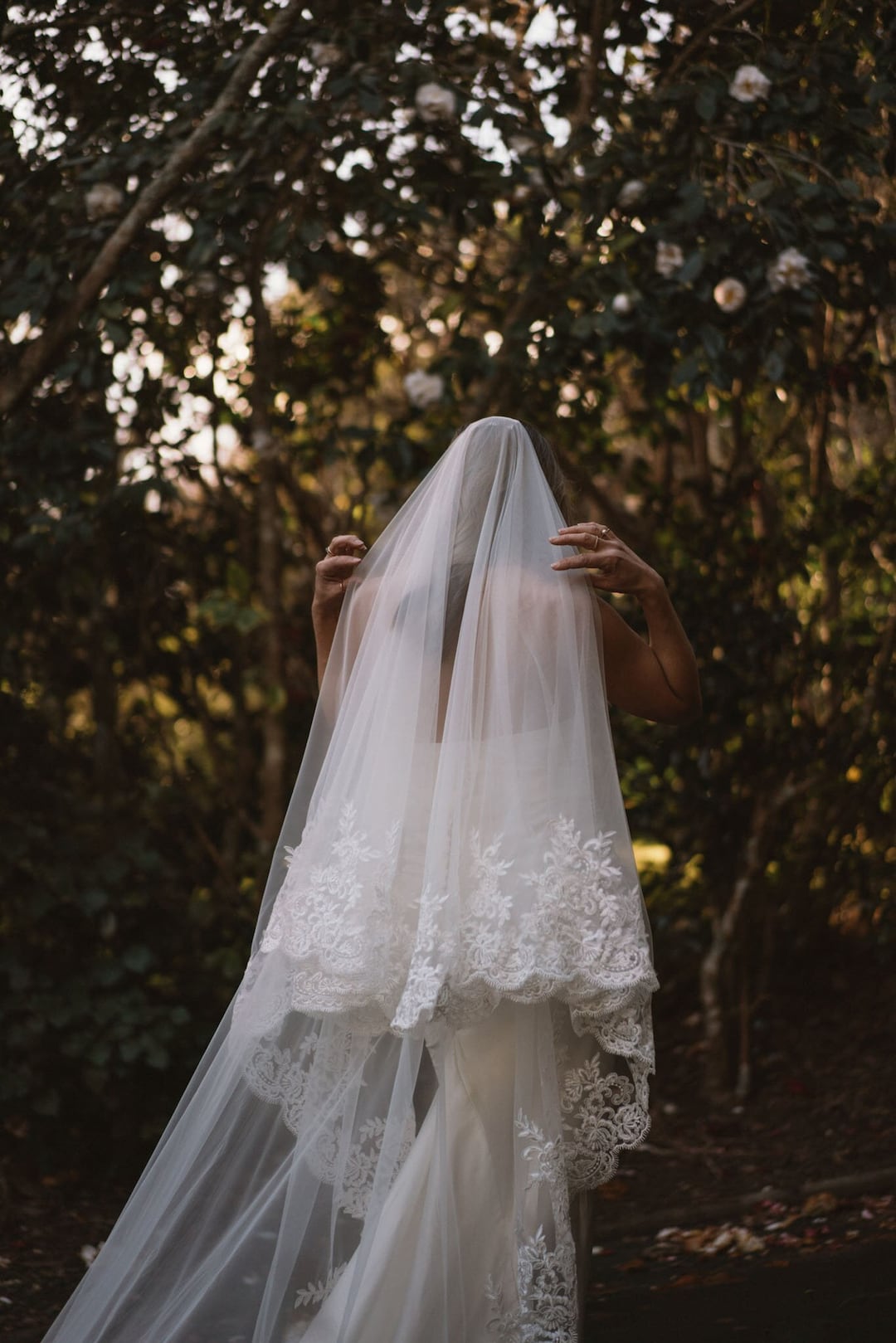 Lace Wedding Veil Wide Lace Blusher Veil Double Scalloped Edge Two Tier ...