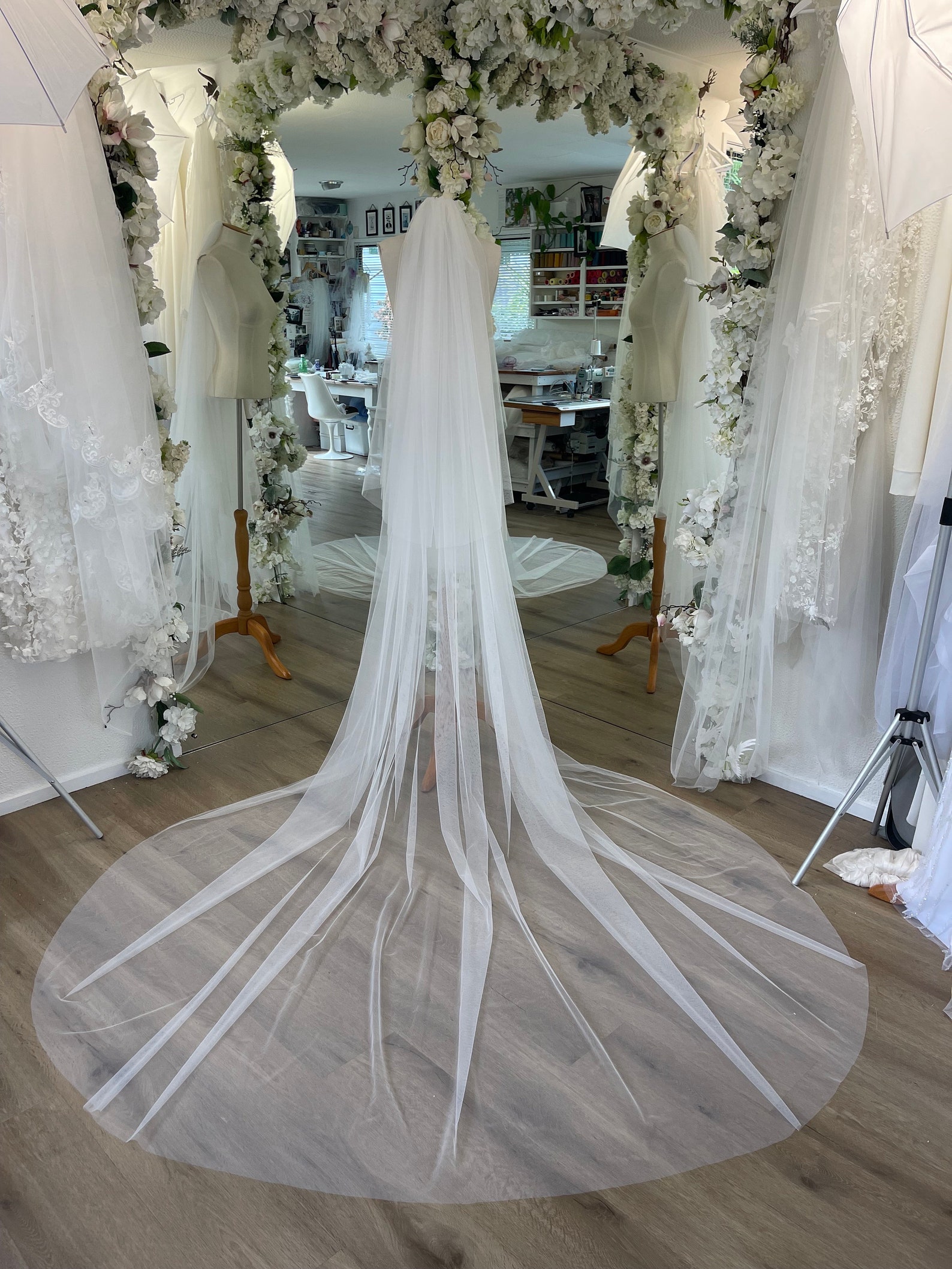 Modern Veil Extra Wide Double Layered Two Tier Veil Barely - Etsy