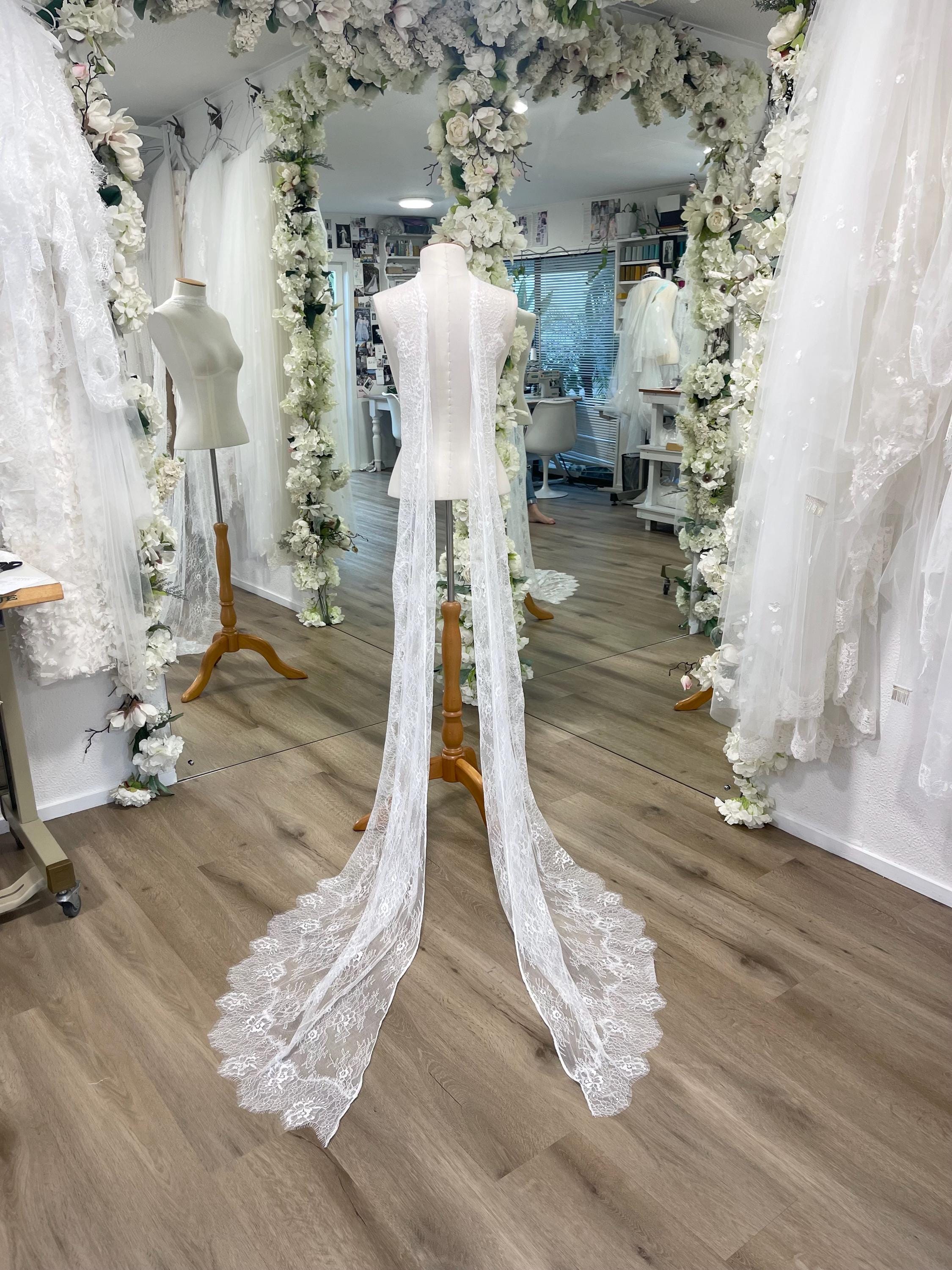 Chantilly Lace Bridal Scarf Lace Neck Tie Long Lace Scarf Veil Neck ...
