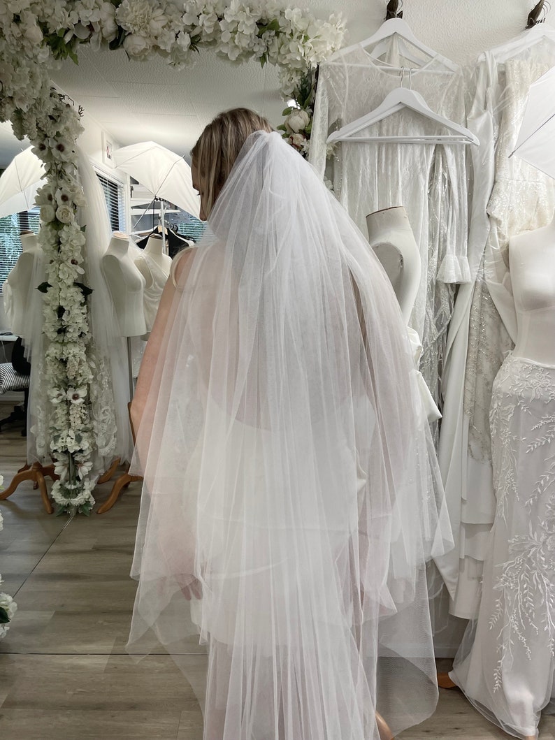 Modern Veil Extra Wide Double Layered Two Tier Veil Barely - Etsy