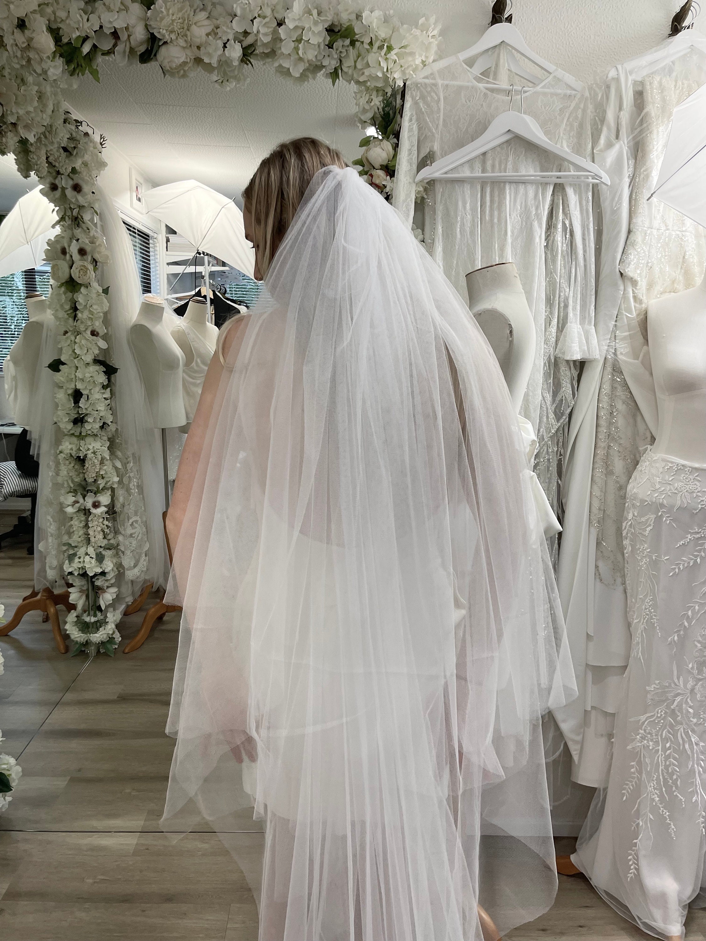 Modern Veil Extra Wide Double Layered Two Tier Veil Barely - Etsy UK