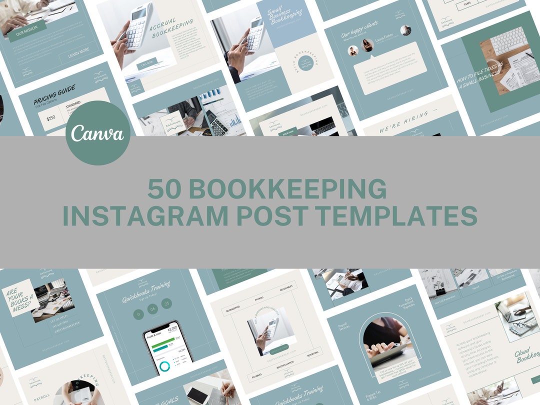 50 Bookkeeping Instagram Post Templates for Canva Bookkeeper - Etsy