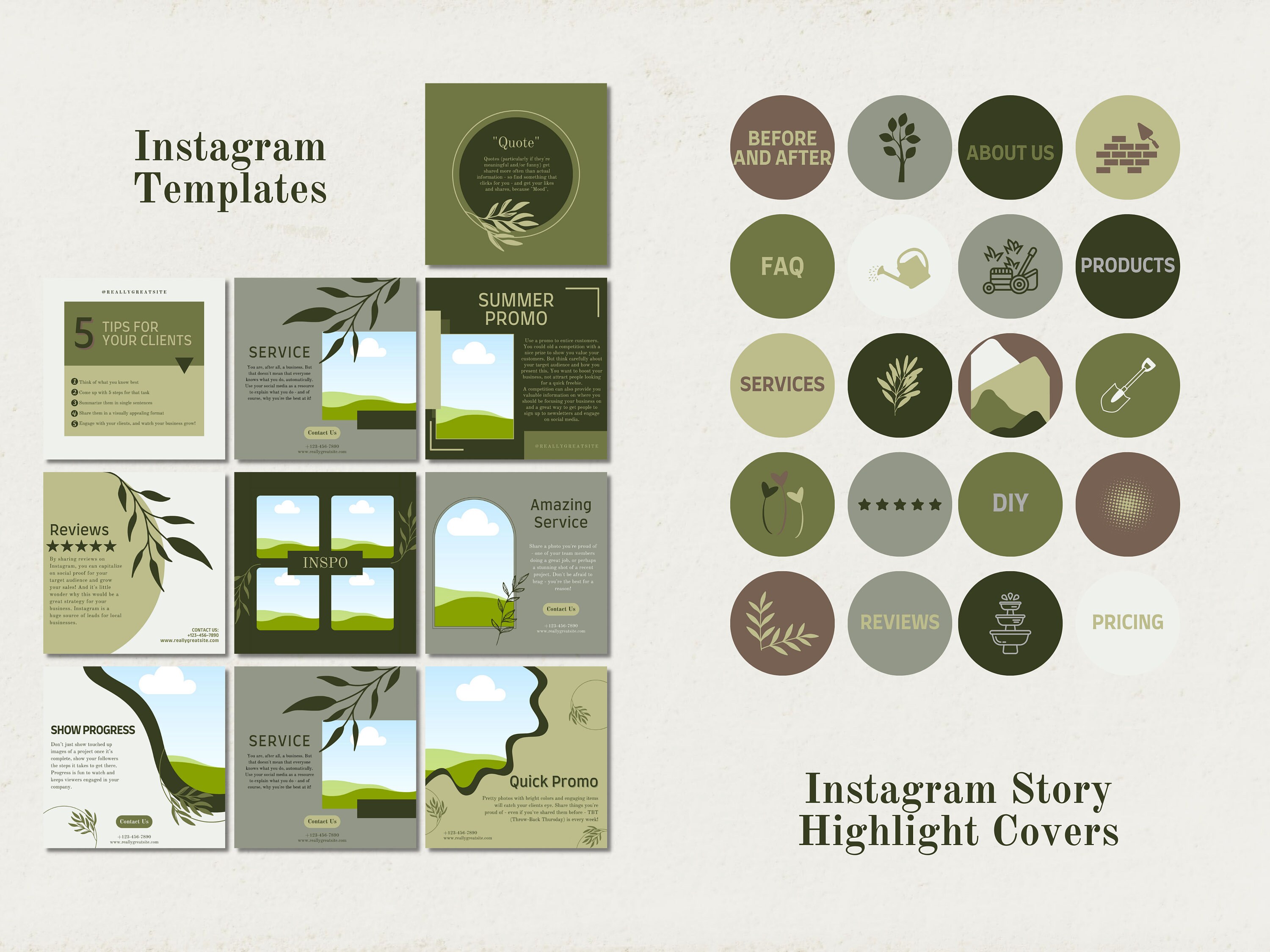 Branding Bundle Luxe Landscape DIY Canva Lawn Care Logo Templates ...