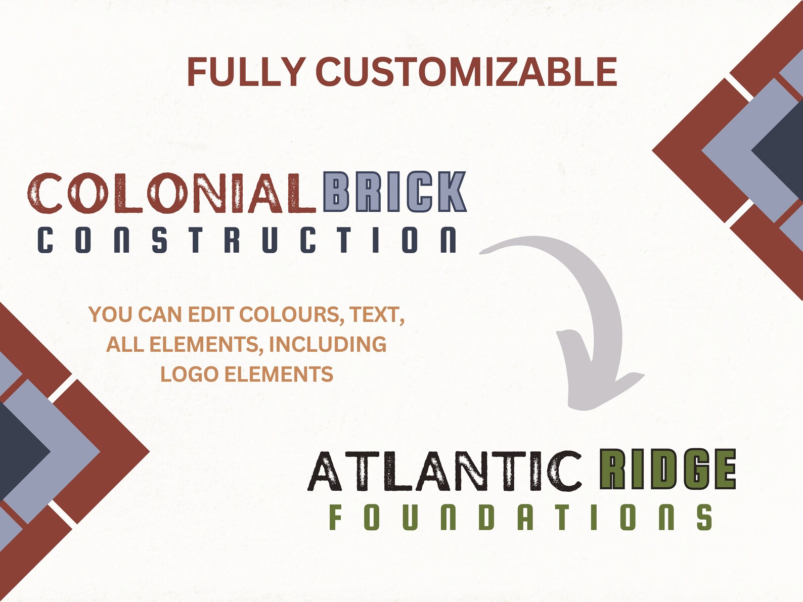 Branding Bundle Colonial Brick DIY Canva Construction Logo Templates ...