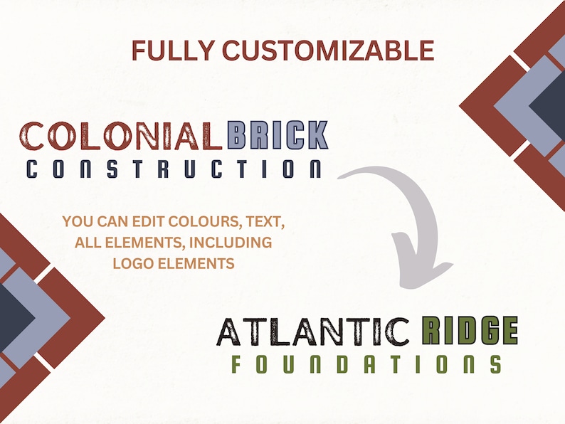Branding Bundle Colonial Brick DIY Canva Construction Logo Templates ...