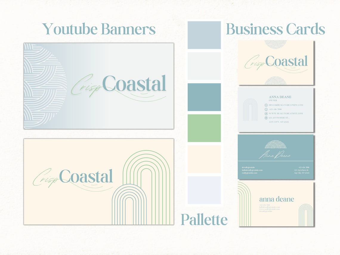 Branding Bundle Crisp Coastal DIY Canva Logo Templates, Editable ...