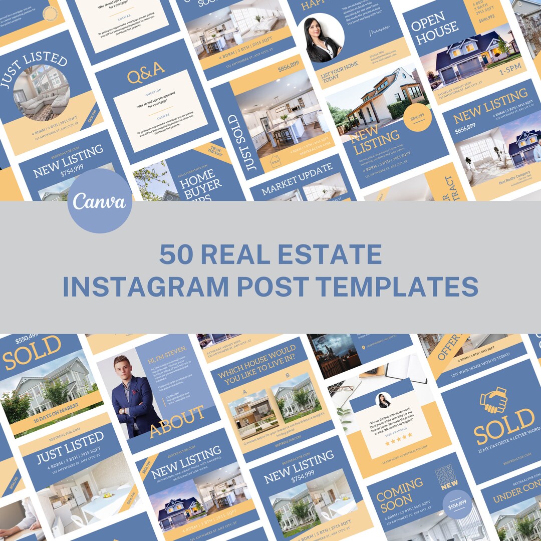 50 Real Estate Instagram Post Templates for Canva - Realtor Instagram ...