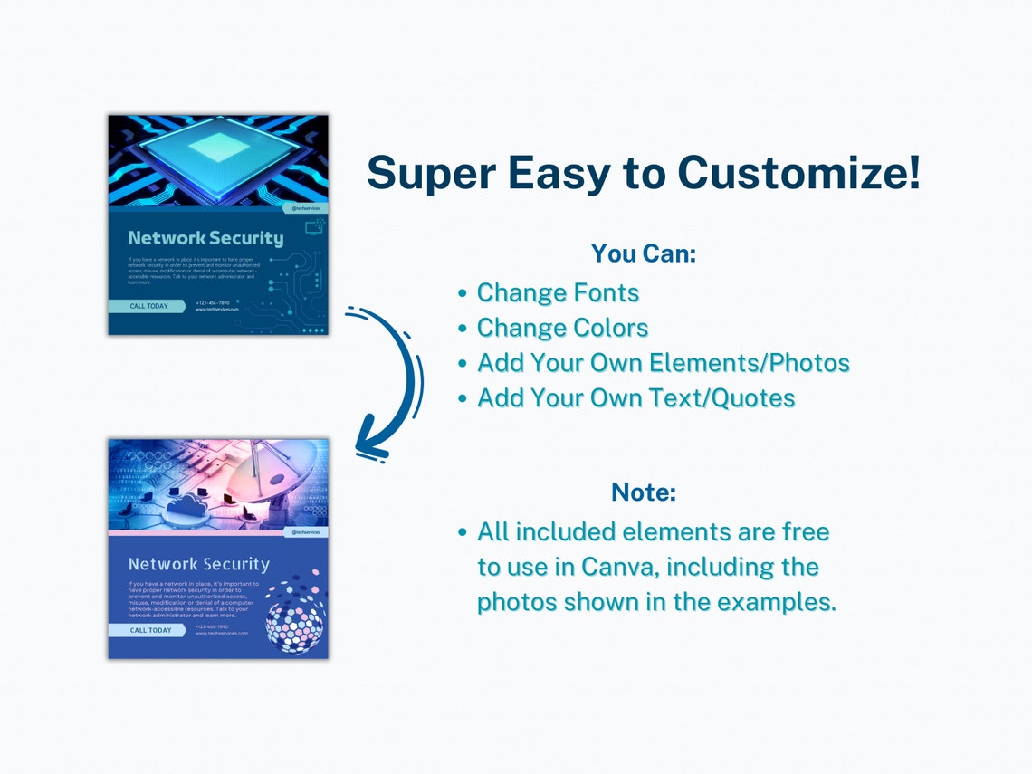 50 IT Services Instagram Post Templates for Canva | Computer Repair ...