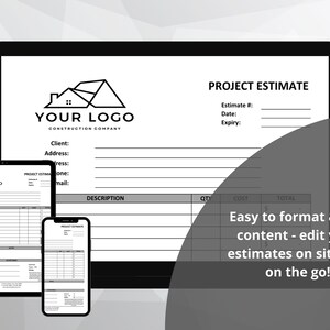 Project Estimate Template | Printable Job Estimate | Editable Word and ...