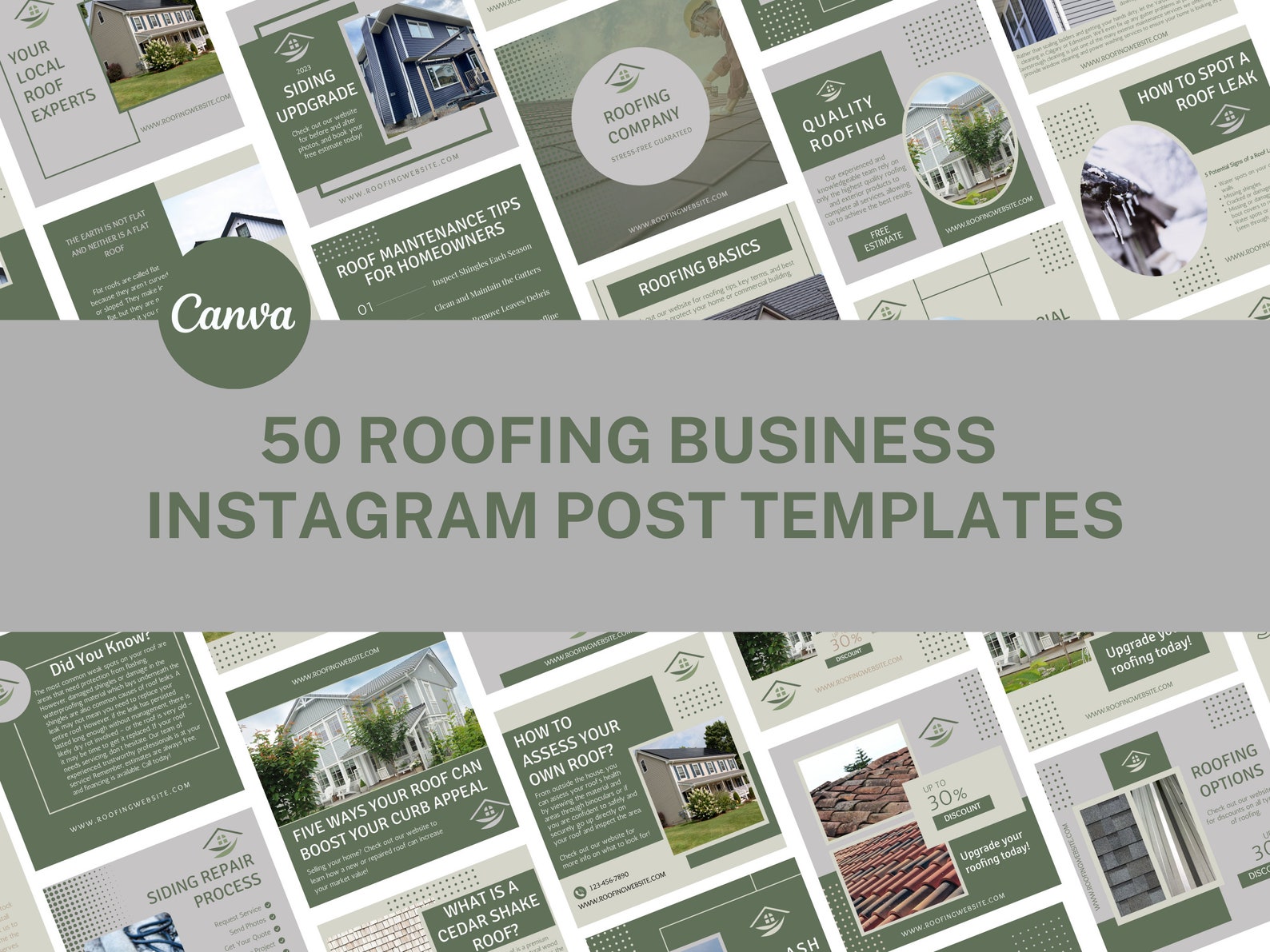 50 Roofing Instagram Post Templates for Canva Roofing - Etsy
