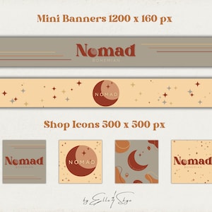 Bohemian Etsy Banner Template, Etsy Store Branding, Editable Canva Boho ...