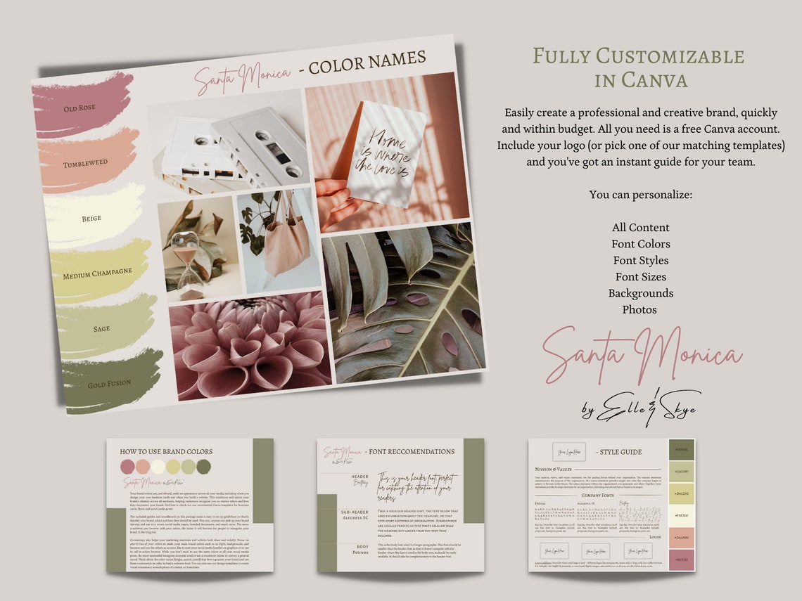 Santa Monica Brand Palette, Editable Canva Colour Palette With Hex ...