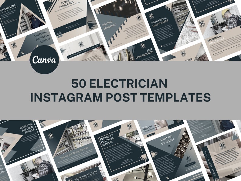 50 Electrician Instagram Post Templates for Canva Electrical - Etsy