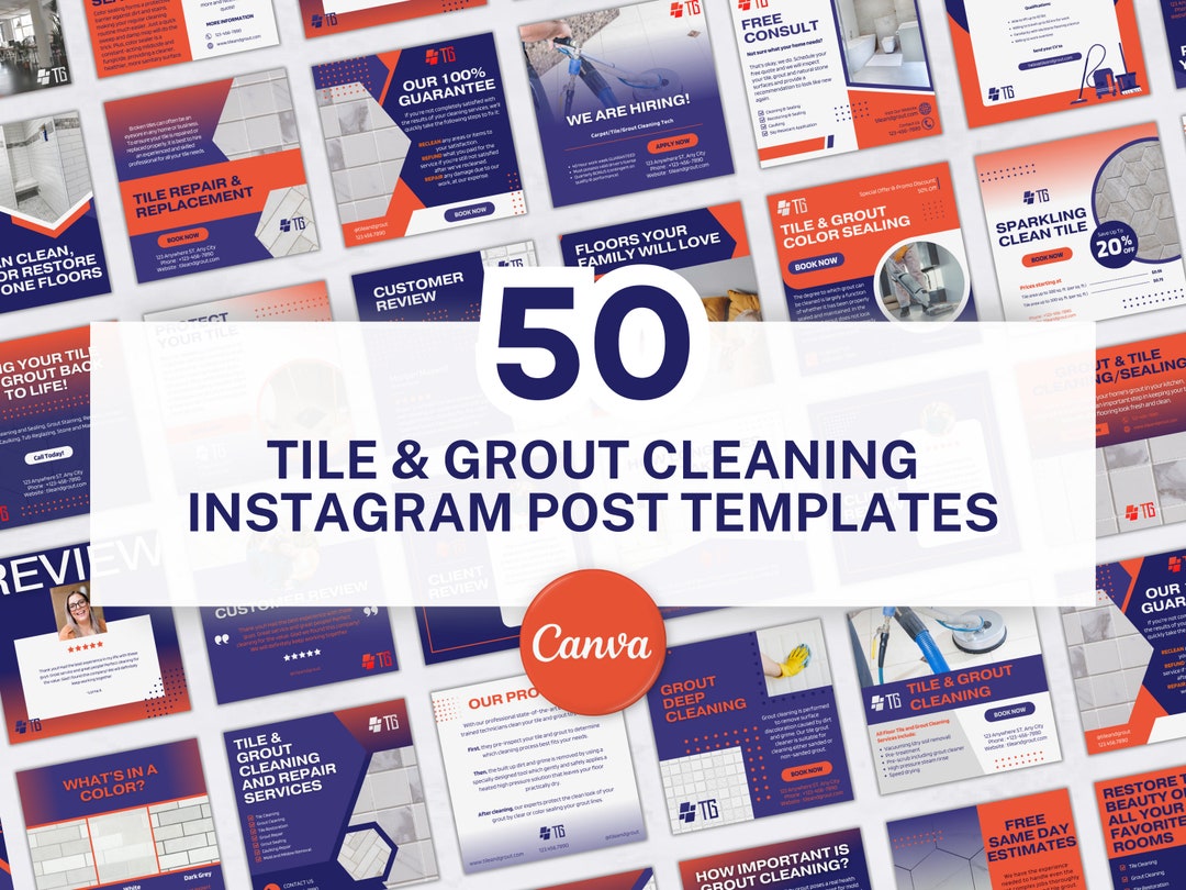 50 Tile & Grout Cleaning Instagram Post Templates for Canva | Tile ...