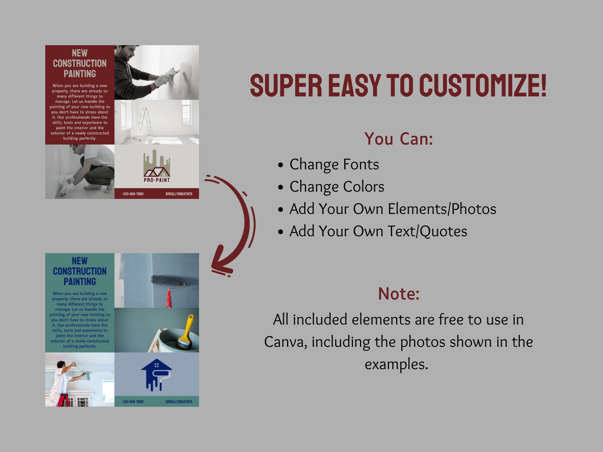 50 Painting Business Instagram Post Templates for Canva | Painter ...