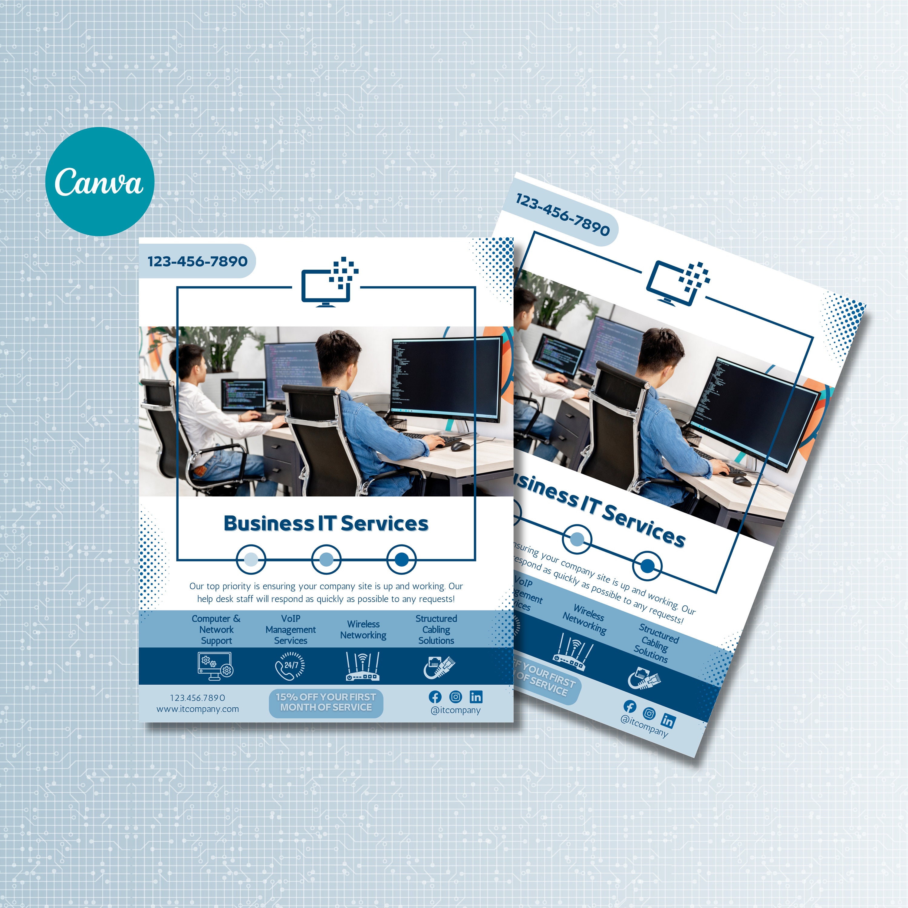 IT Business Services Flyer Template, Printable Computer Repair Flyer ...