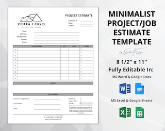 Job Estimate Template, Microsoft Word Editable Doc, Google Doc ...