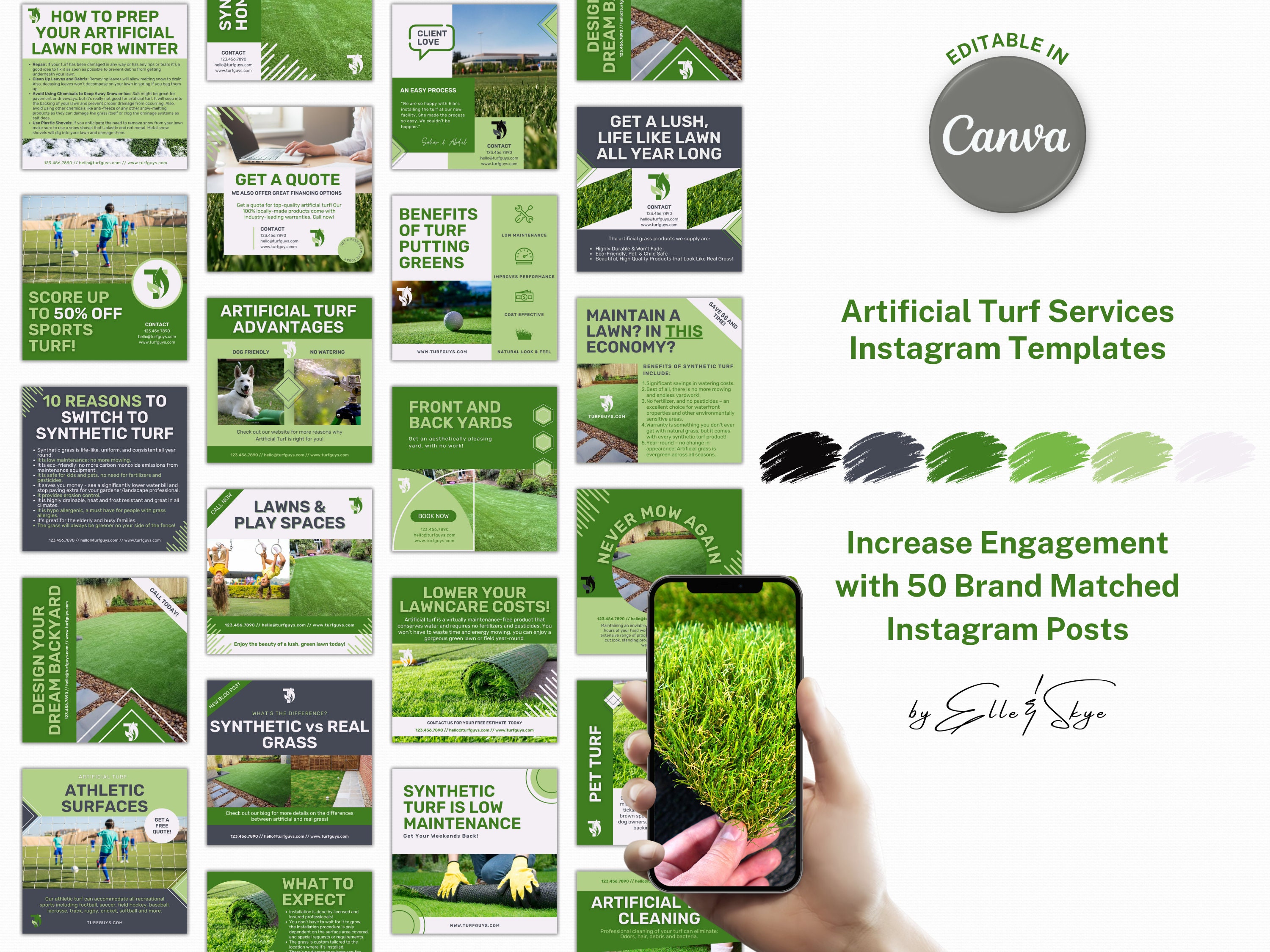 50 Artificial Turf Instagram Post Templates for Canva | Synthetic Grass ...