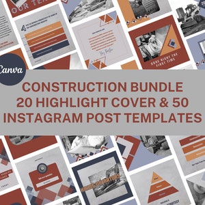 50 Construction Instagram Post Templates for Canva - Etsy