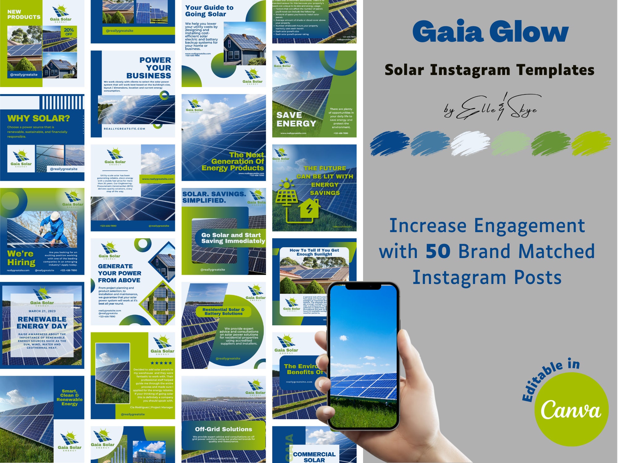 50 Solar Energy Business Instagram Post Templates for Canva Solar ...