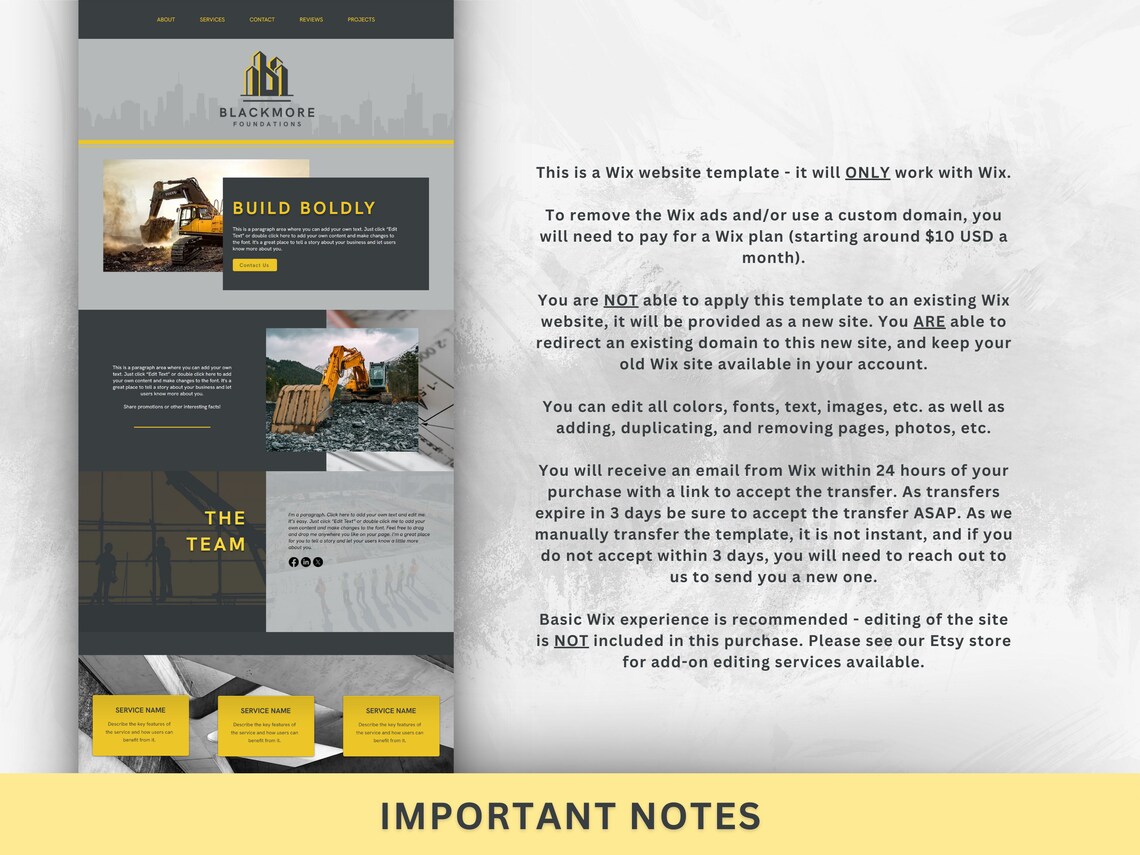 ONE PAGE - Construction Website Template Wix - Contractor Wix Theme ...