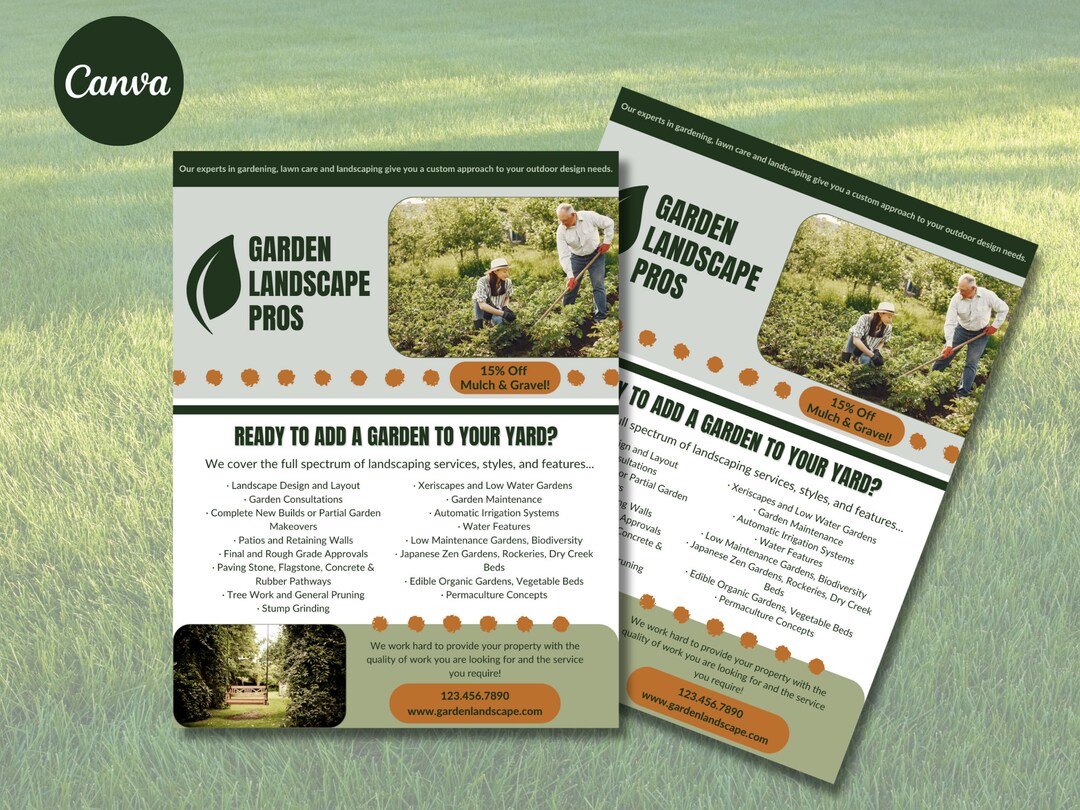 Landscaping Flyer Template Printable Gardening Flyer Lawn - Etsy
