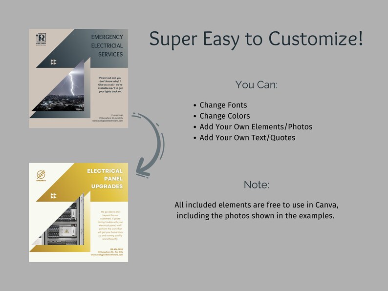 50 Electrician Instagram Post Templates for Canva Electrical Business ...