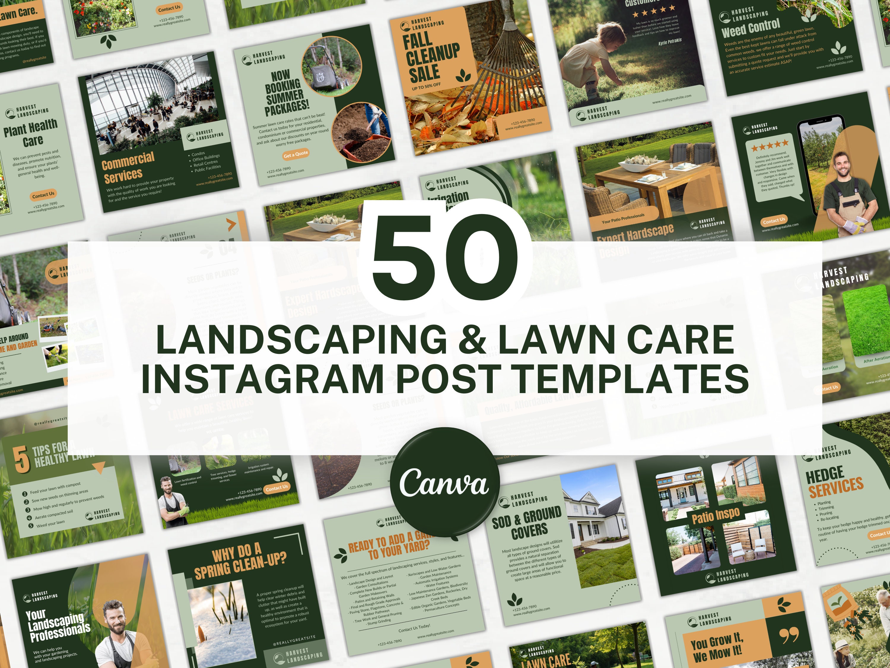 50 Landscaping & Lawn Care Instagram Post Templates for Canva Yard ...