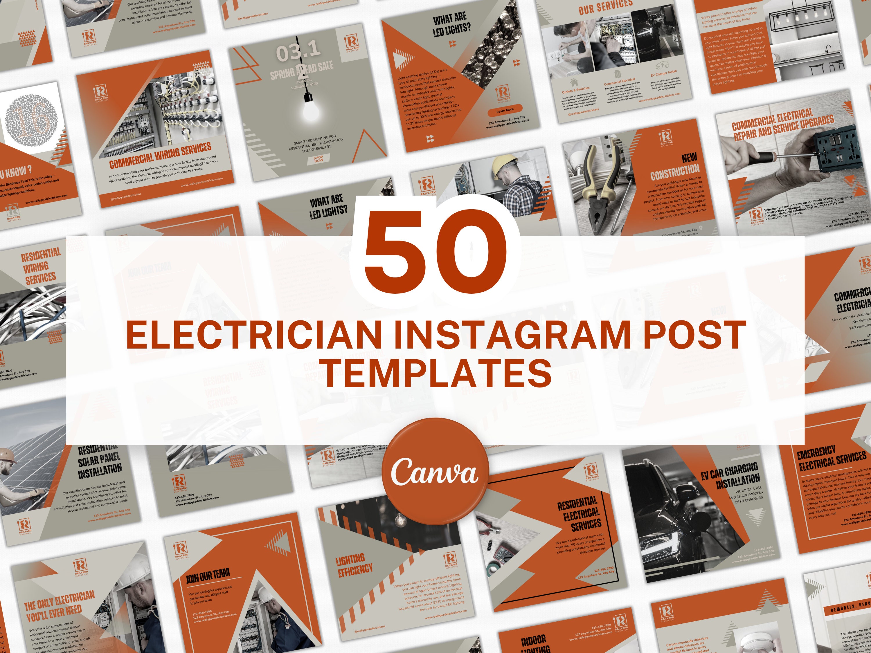 50 Electrician Instagram Post Templates for Canva | Electrical Business ...
