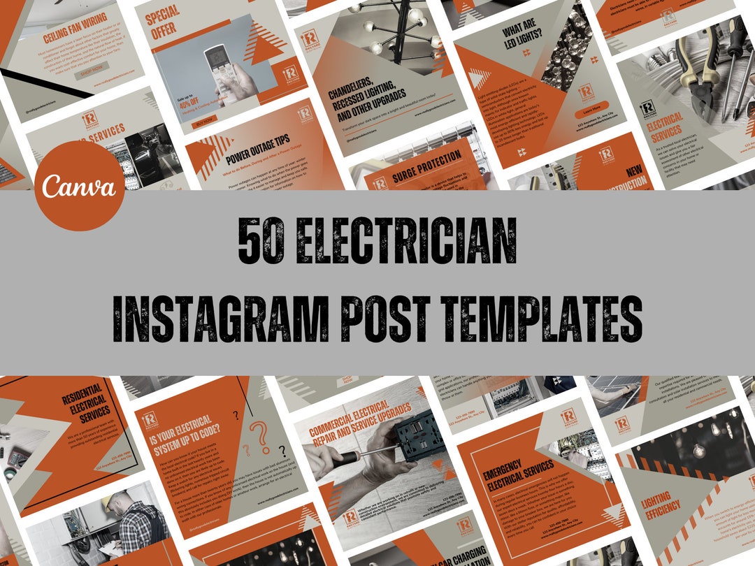 50 Electrician Instagram Post Templates for Canva Electrical - Etsy
