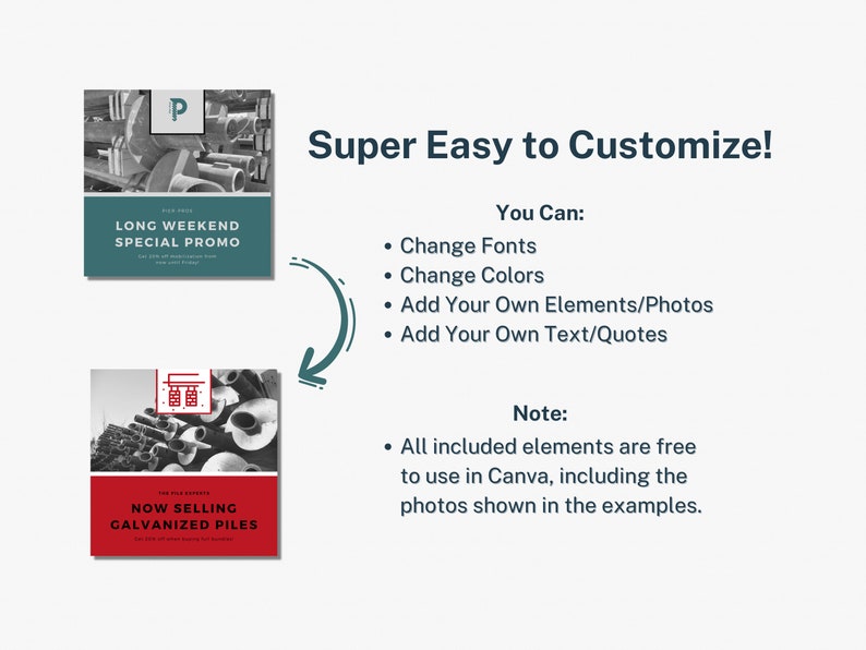 Helical Pile Social Media Templates, 50 Instagram Posts, 20 Story ...