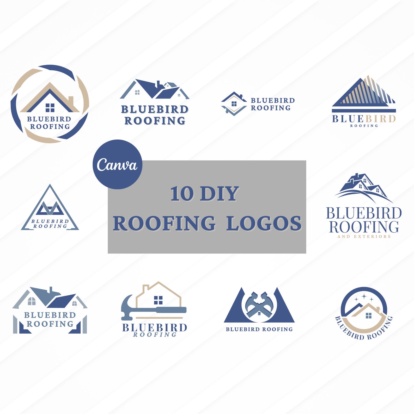 10 DIY Roofing Logo Templates for Canva | Roofing Business Logo ...