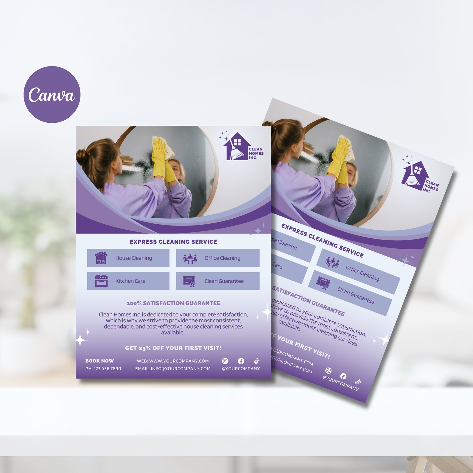 Home Cleaning Services Flyer Template, Printable Residential Cleaning ...