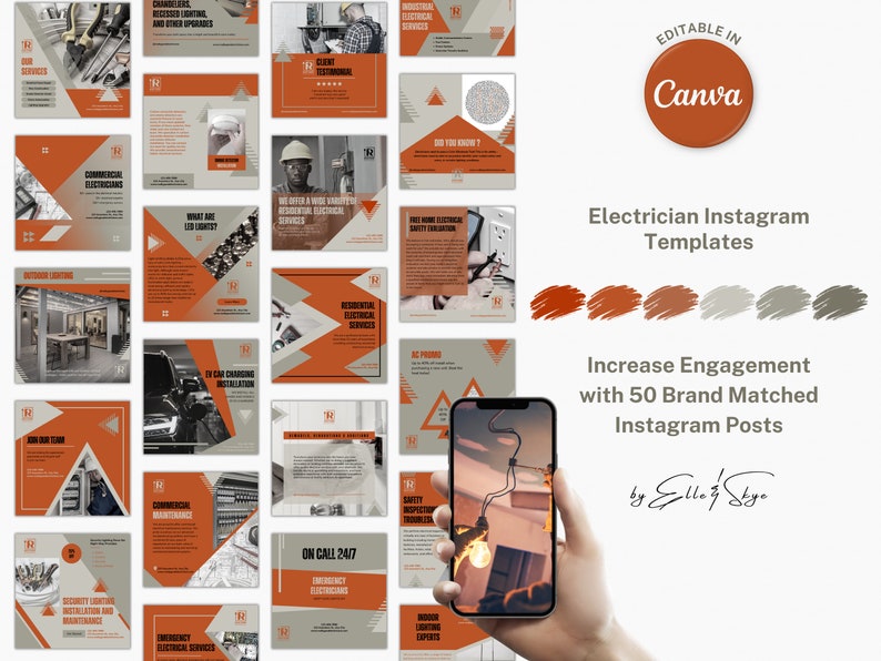50 Electrician Instagram Post Templates for Canva | Electrical Business ...