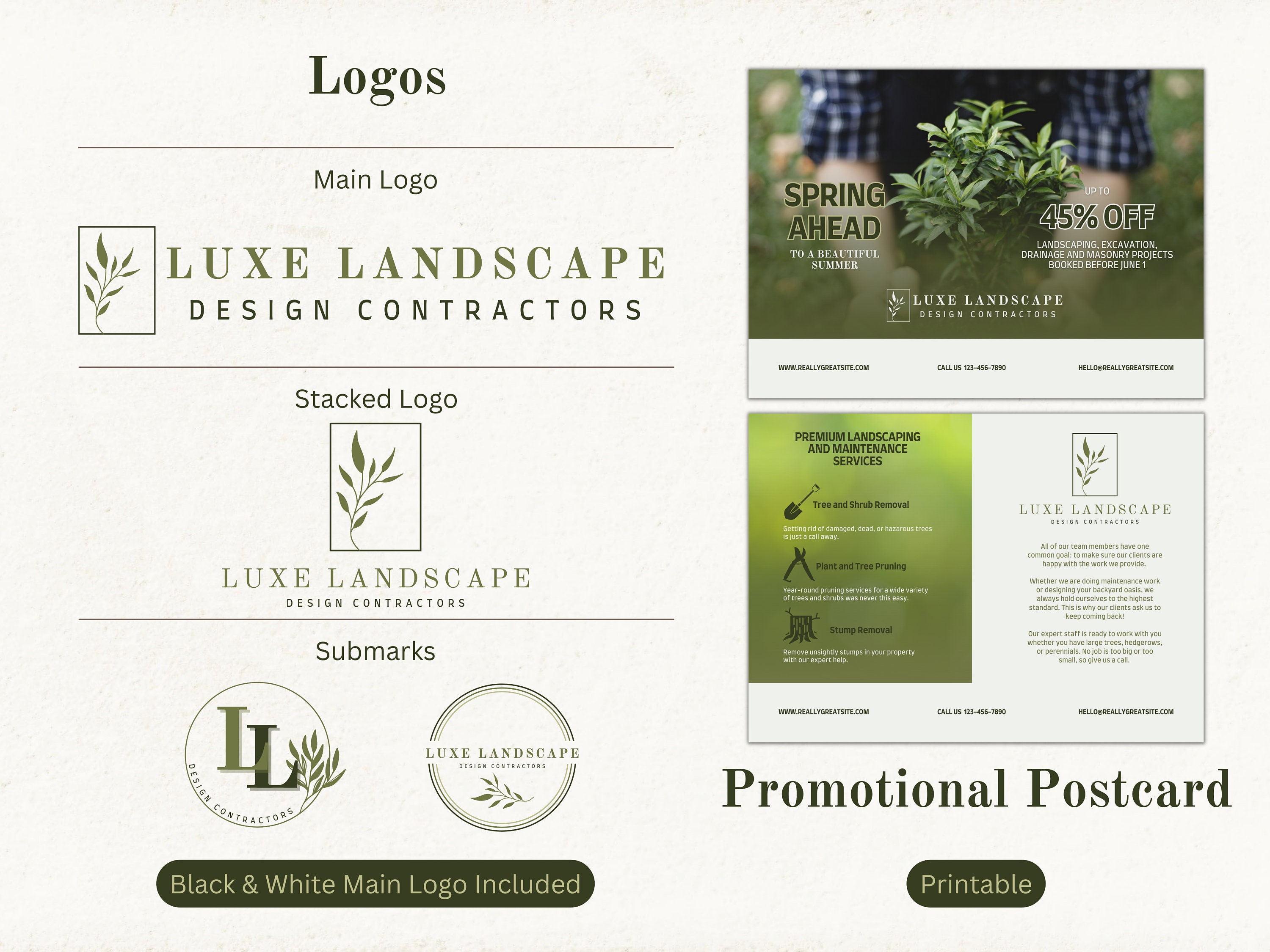 Branding Bundle Luxe Landscape DIY Canva Lawn Care Logo Templates ...