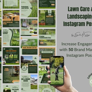 50 Landscaping & Lawn Care Instagram Post Templates for Canva Yard ...