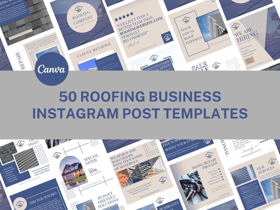 50 Roofing Instagram Post Templates for Canva Roofing - Etsy