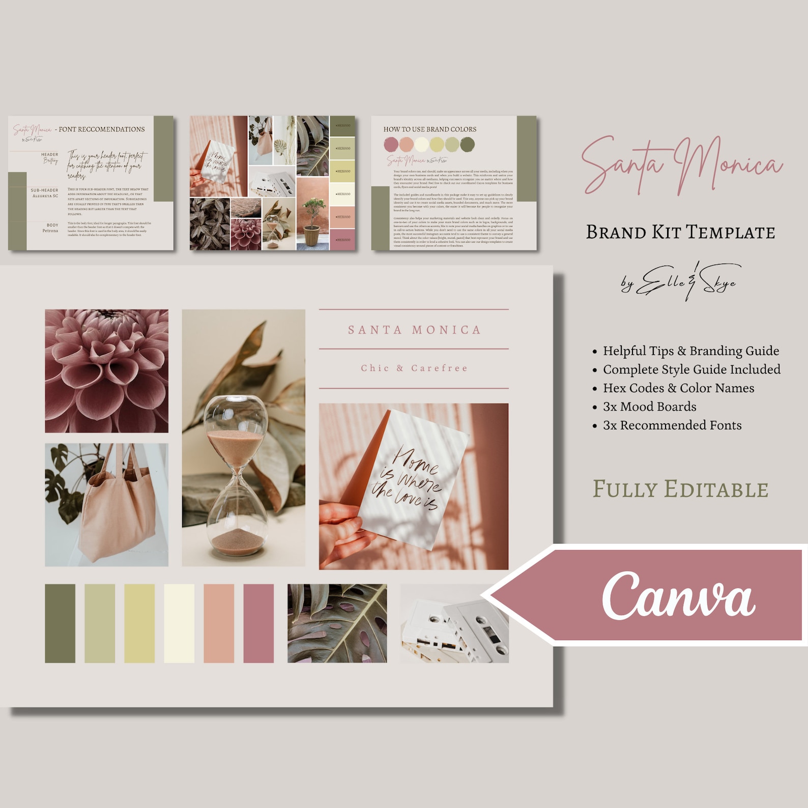 Santa Monica Brand Palette, Editable Canva Colour Palette With Hex ...