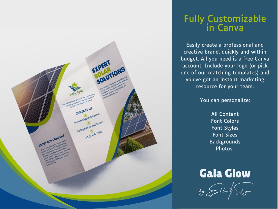 Solar Energy Renewable Brochure | Tri-fold Canva Template | Wind ...