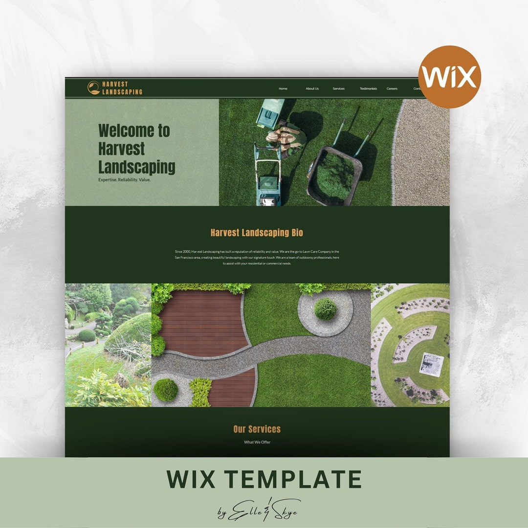 Wix Website Template Harvest Landscaping Lawn Care Website - Etsy
