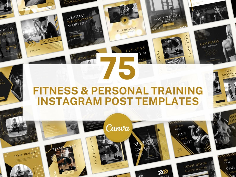 75 Fitness Instagram Post Templates for Canva - Personal Trainer ...
