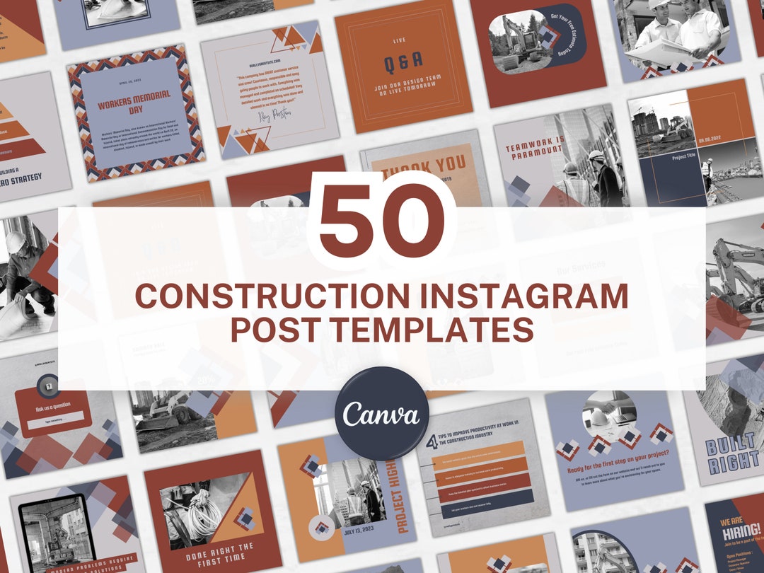 50 Construction Instagram Post Templates for Canva - Contractor ...